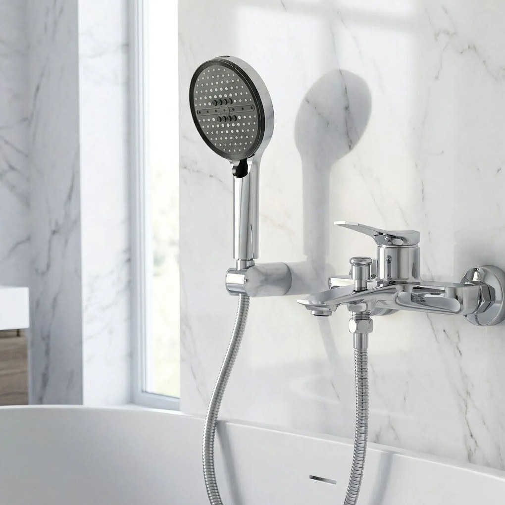Rea Vision Premium, nástěnná vanová baterie s ruční sprchovou soupravou, chromová, REA-B6739