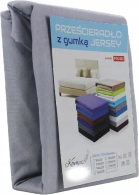 Prostěradlo S Gumou Jersey Vip Bok 30CM Bavlna Světle Šedá 180x220