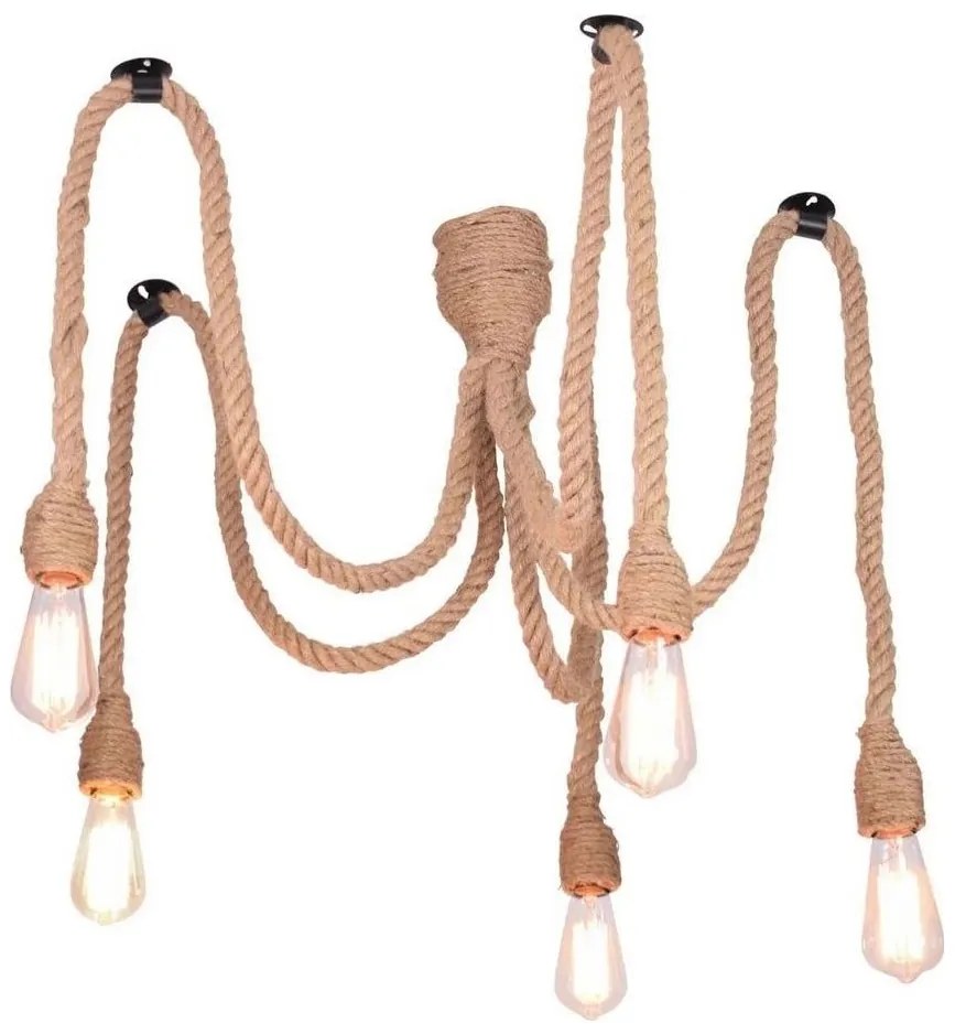 LED Lustr na lanku ROPE CASA 5xE27/10W/230V pavouk