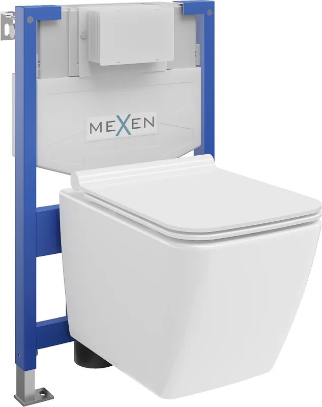 Mexen Vega podomítková WC sada Fenix XS-F s WC mísou a pomalu padajícím sedátkem, bílý lesk - 68030654000