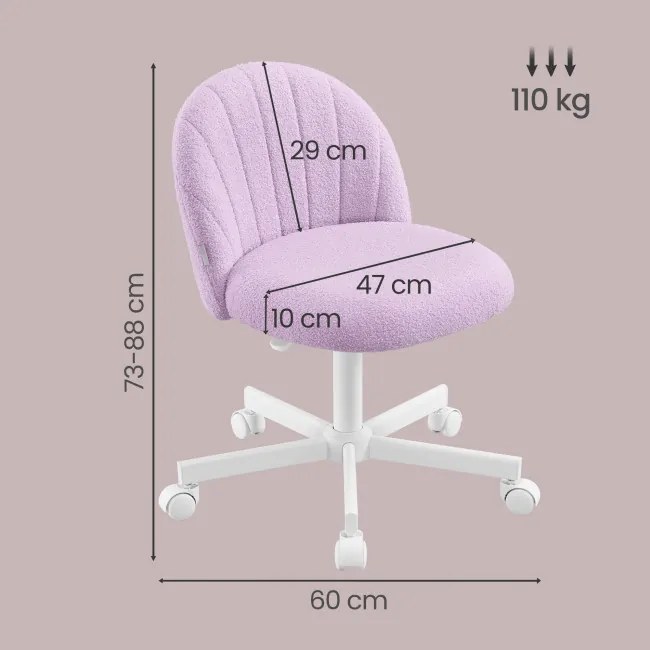 Kosmetická židle s kolečky TEDDY OBGB35027P101 fialová