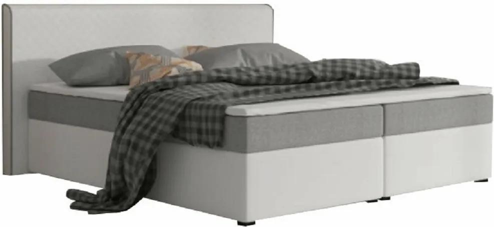 Tempo Kondela, s.r.o. Komfortní postel, šedá látka / bílá ekokůže, 160x200, NOVARA MEGAKOMFORT VISCO