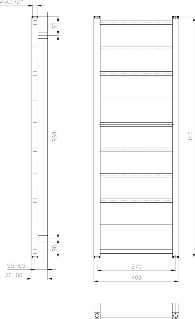 Sapho METRO LIGHT koupelnový radiátor 400 x 1140 mm bílá IR445T