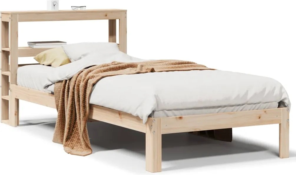 Rám postele s čelem 90 x 200 cm masivní borové dřevo 3306041