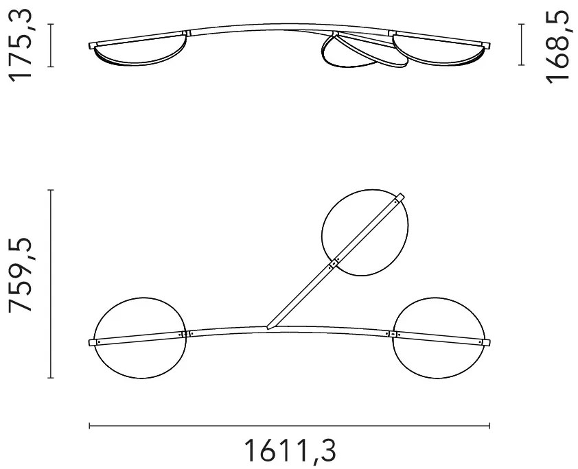 Flos Almendra S2 Y Short, závěsné svítidlo, antracitová, 45W 2700K stmívatelné, 161cm