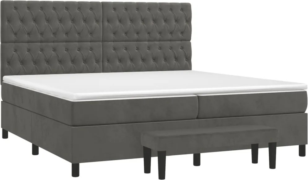 Box spring postel s matrací tmavě šedá 200x200 cm samet 3138044