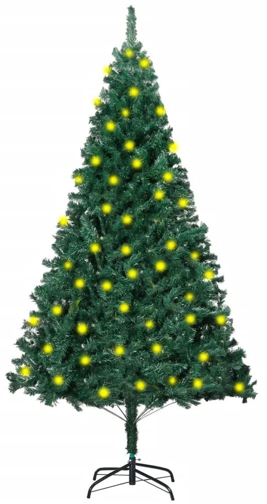3077449 vidaXL Umělý vánoční strom s LED diody a silnými větvemi zelený 150cm