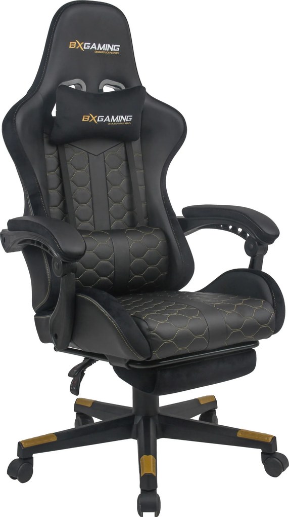XXXLutz HERNÍ ŽIDLE, vzhled kůže, samet, černá BX Gaming - Herní židle - 001998008501