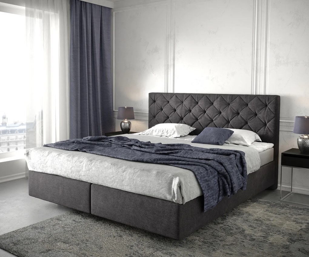 DELIFE Boxspring postel Dream-Great 180x200 cm černá s matrací a topperem