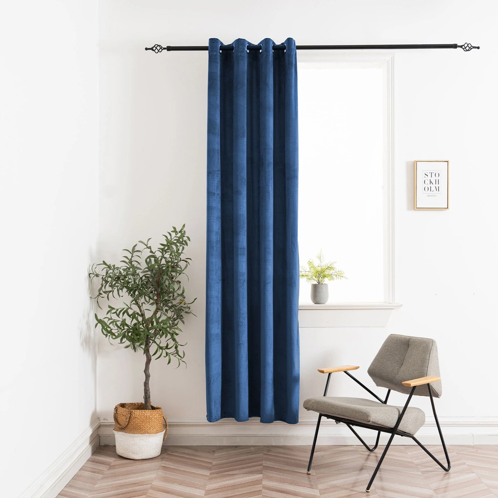 Zatemňovací závěs ELVIO VELVET 140x250 cm, námořnicky modrý Zavěšení: Kovové kroužky