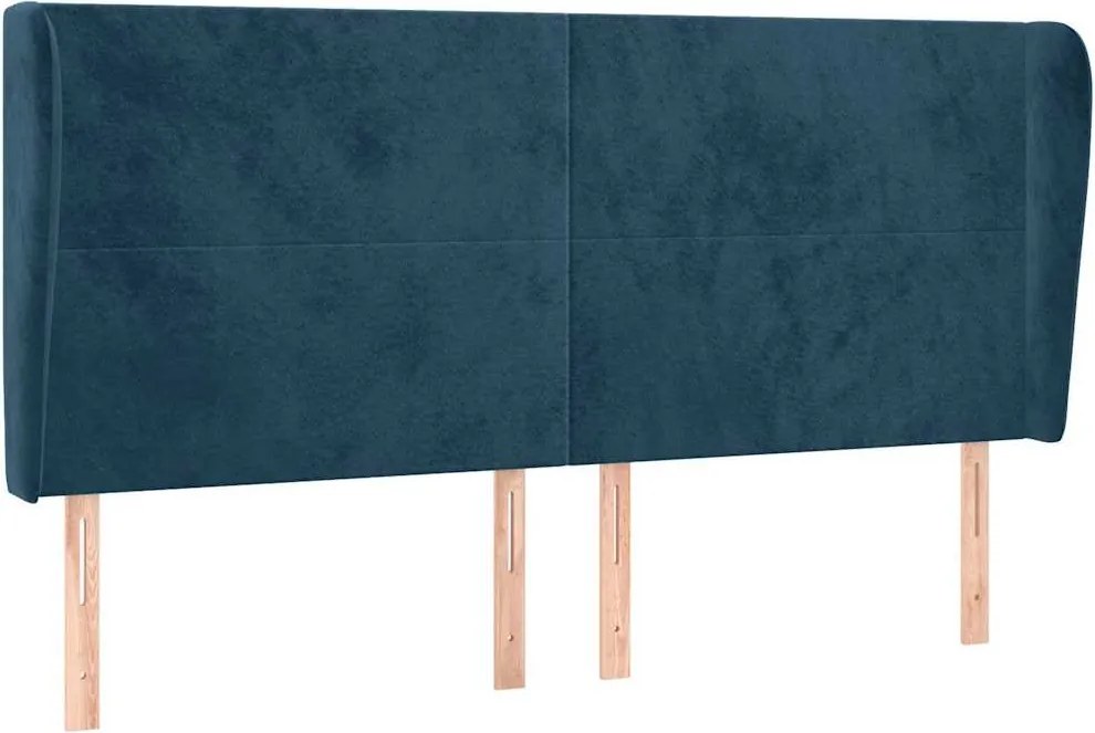 Čelo postele typu ušák tmavě modrá 163x23x118/128 cm samet 3117734