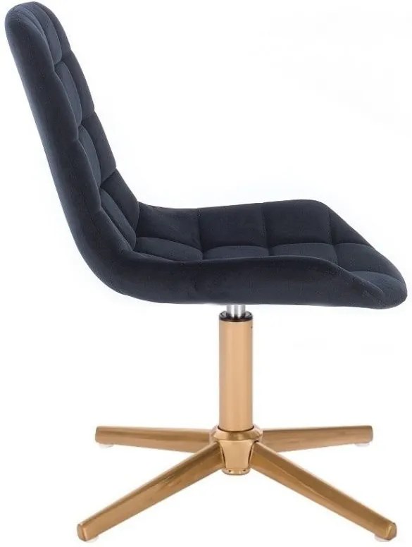 LuxuryForm DESIGN Otočná židle PARIS VELUR na zlatém kříži - černá