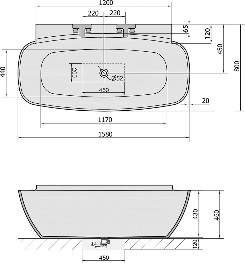 Polysan Nigra 158x80x60 cm vana volně stojící litý mramor 82511
