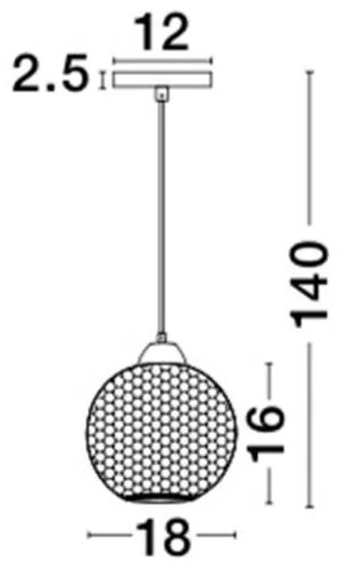 Nova Luce Závěsné svítidlo VIENTI, 18cm, E27 1x12W Barva: Modré sklo