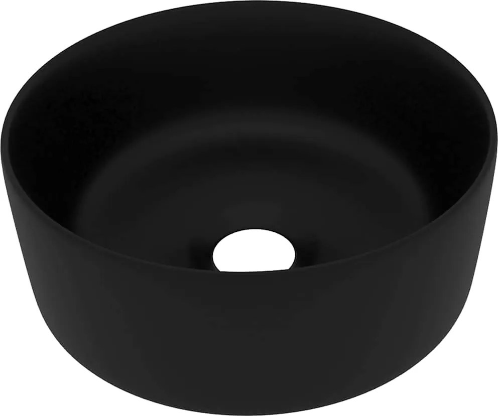 Luxusní umyvadlo kulaté matné černé 40 x 15 cm keramické 147019