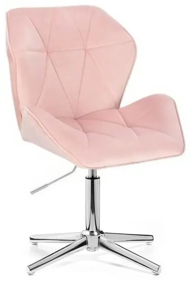 LuxuryForm Židle MILANO MAX VELUR na stříbrném kříži - světle růžová