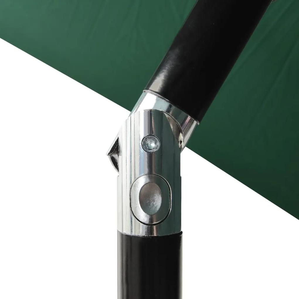 vidaXL 3stupňový slunečník s hliníkovou tyčí zelený 2 m
