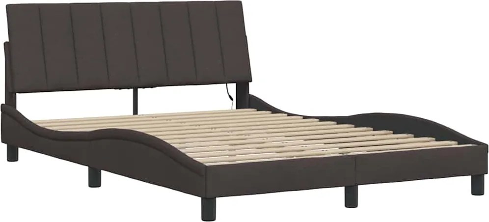 Rám postele bez matrace Hanko tmavě hnědý 140 x 200 cm textil 3310464