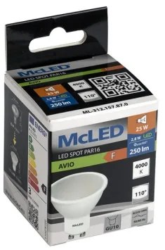 LED žárovka GU10 McLED 2,8W (25W) neutrální bílá (4000K), reflektor 110° ML-312.157.87.0