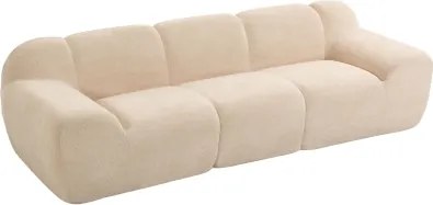 HOMCOM 3-místná pohovka 233 cm, moderní chenilová obývací pohovka s hlubokým sedákem, širokými opěrkami rukou, béžová