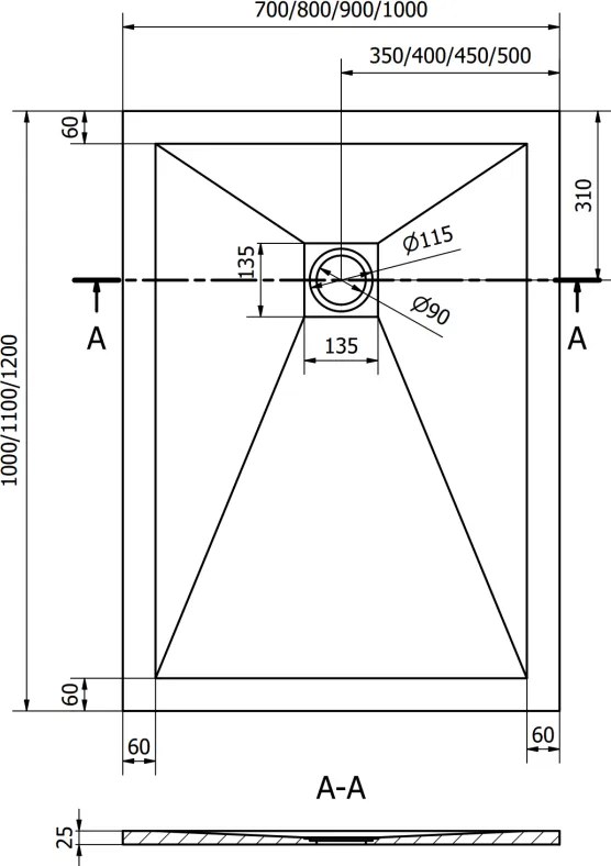 Mexen Stone+, obdélníková vanička z minerálního kompozitu 120 x 90 cm, antracitová, 447189012