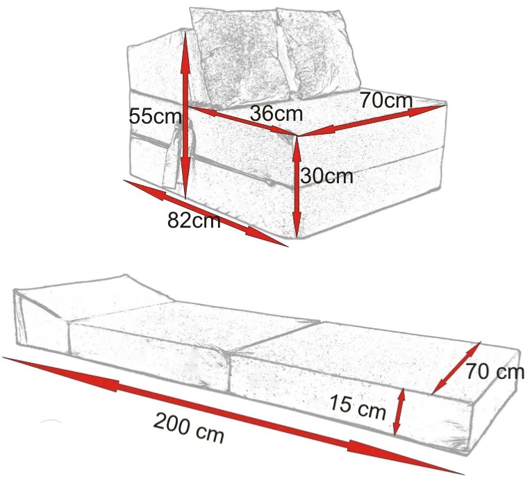 Rozkládací molitanové křeslo (matrace) - prošívané modré