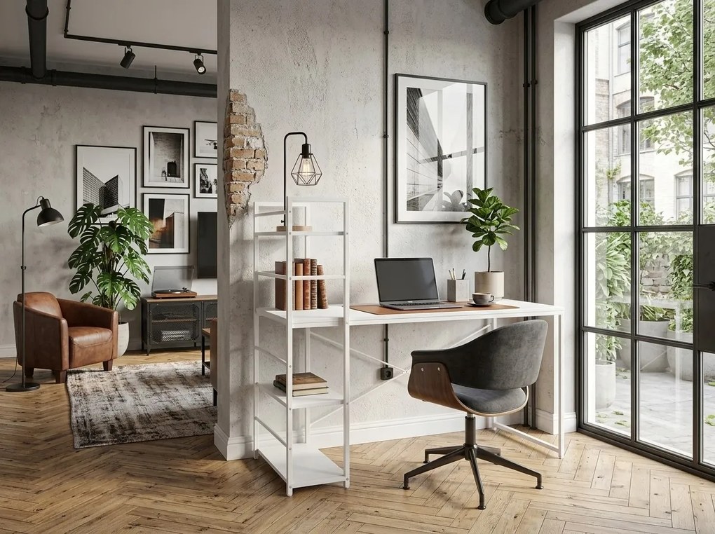 Psací stůl MAX 4.0 s regálem 120x44 cm, bílý