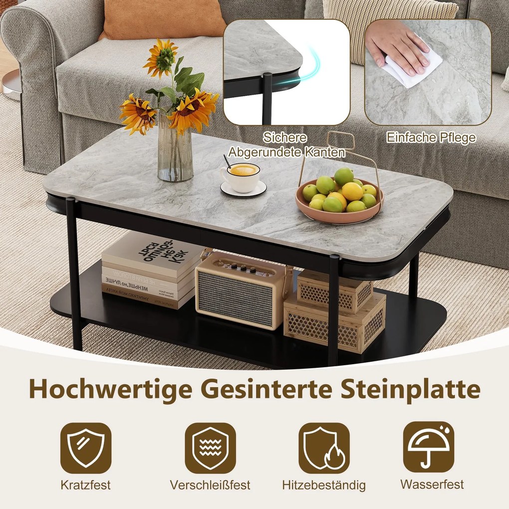 Costway Obdélníkový konferenční stolek Moderní Accent Table Grey