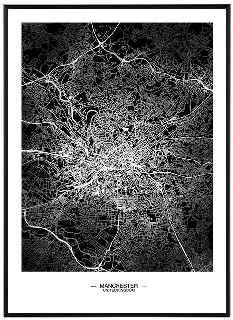 Manchester map - 50x70 cm Obraz