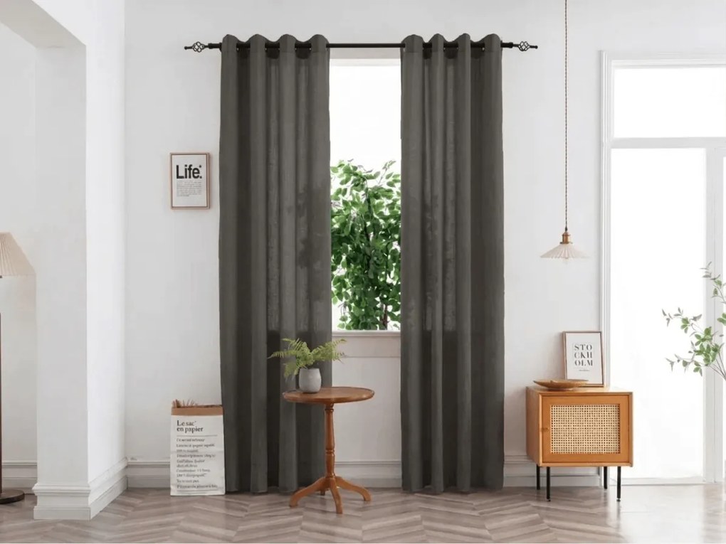 Závěs TAVIO 140x250 cm, šedohnědý Zavěšení: Řasící páska