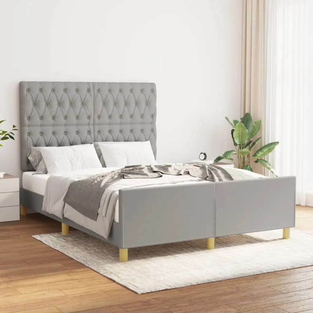 Rám postele bez matrace světle šedý 140 x 190 cm textil 3125292