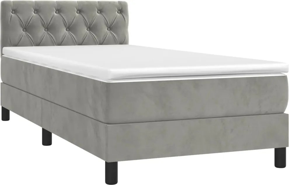Box spring postel s matrací světle šedá 80 x 200 cm samet 3141449