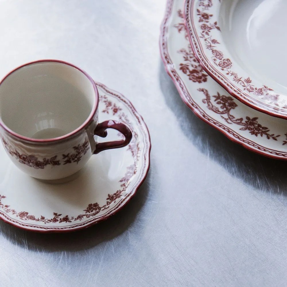 Vínový/slonovinový porcelánový šálek 215 ml Cyril – S|P Collection