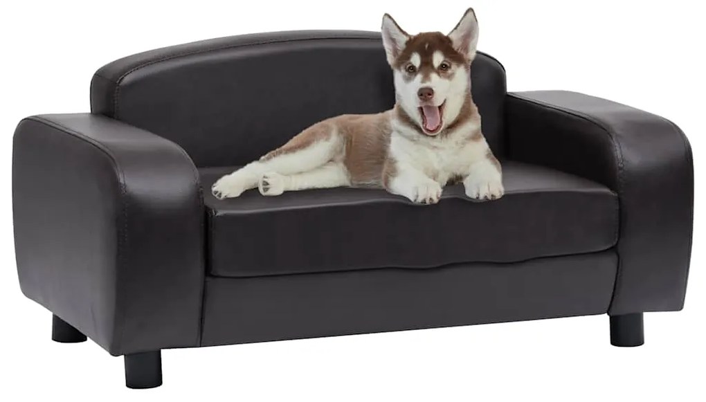 Pohovka pro psy hnědá 80 x 50 x 40 cm umělá kůže 170966