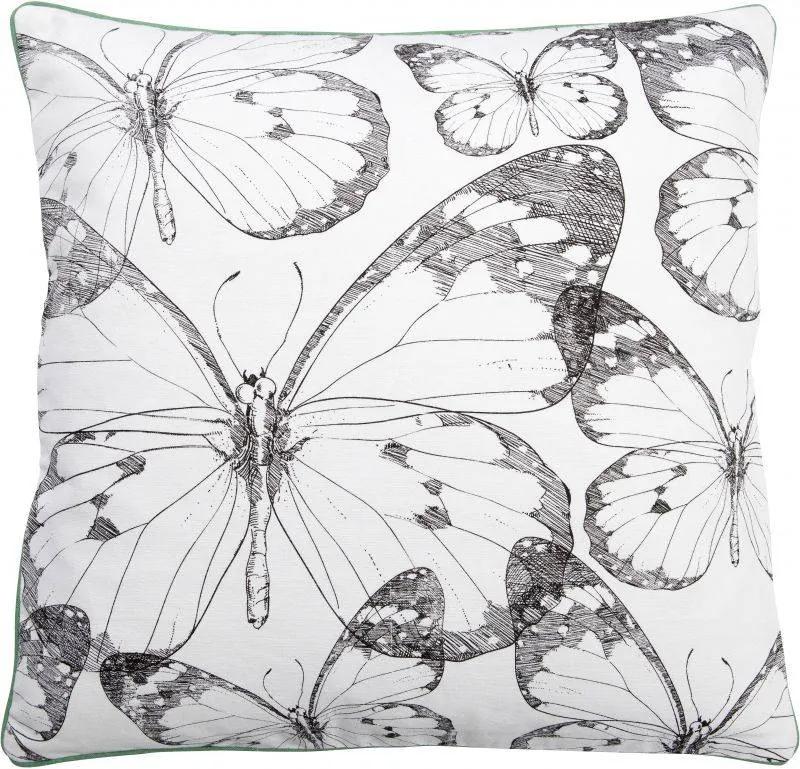 LENE BJERRE Dekorační polštář AFFAIR, bíločerná, 100% bavlna, peří, 50 x 50 cm