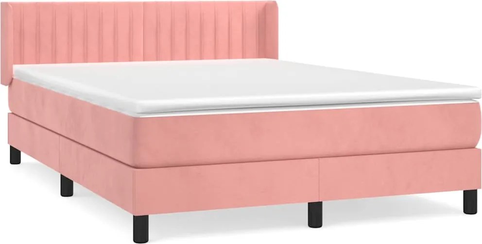 Box spring postel s matrací růžová 140x200 cm samet 3131086