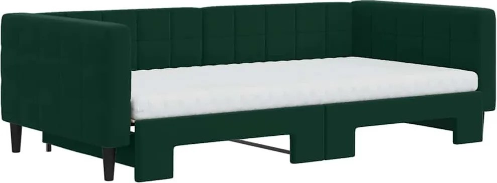 Válenda s přistýlkou a matracemi tmavě zelená 100x200 cm samet 3196724