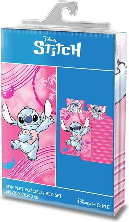 Bavlněné ložní povlečení Stitch růžový