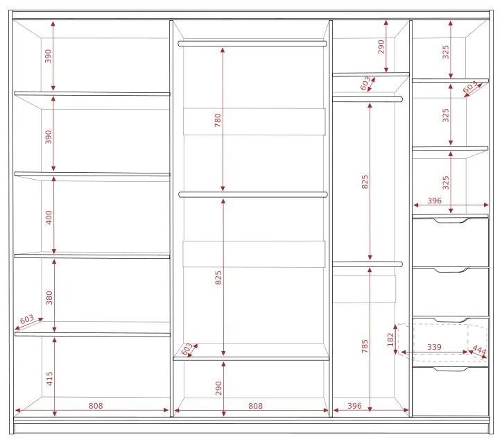 Posuvná šatní skříň DANVER 250