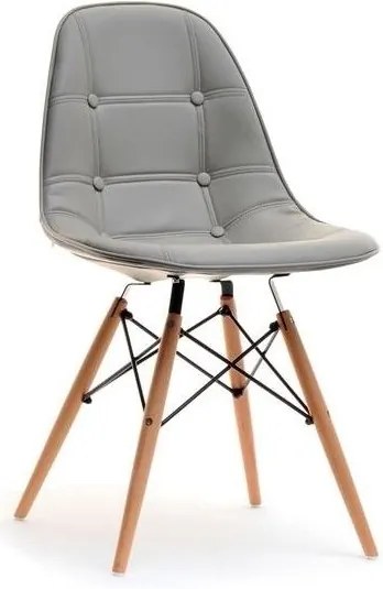 design4life Čalouněná židle MOBI Šedá - dřevěná podnož