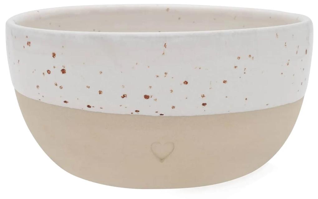 Eulenschnitt Kameninová miska Heart 15 cm, béžová barva, krémová barva, keramika