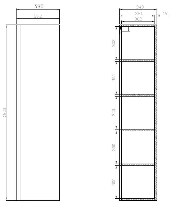 Cersanit - Moduo vysoká skříňka, šedý lesk, S929-019