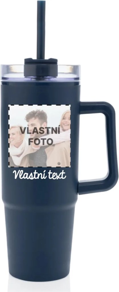 Personalizovaná cestovní termoska s průhledným víčkem s fotografií