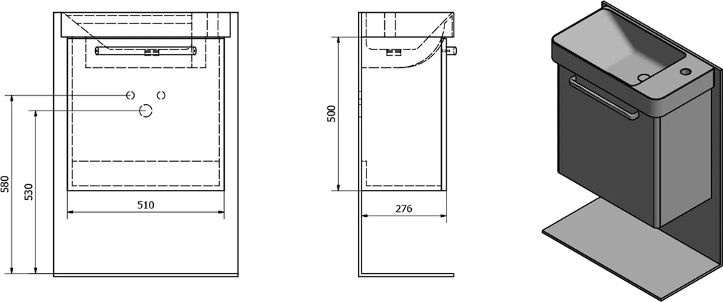 Sapho Latus VIII LT080 umyvadlová skříňka 51 x 50 x 28 cm bílá Koupelny Bernold