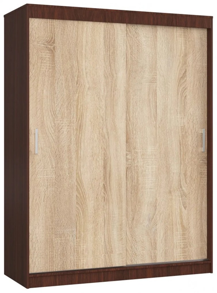 Šatní skříň posuvná 150 cm CLP MONO wenge/dub sonoma
