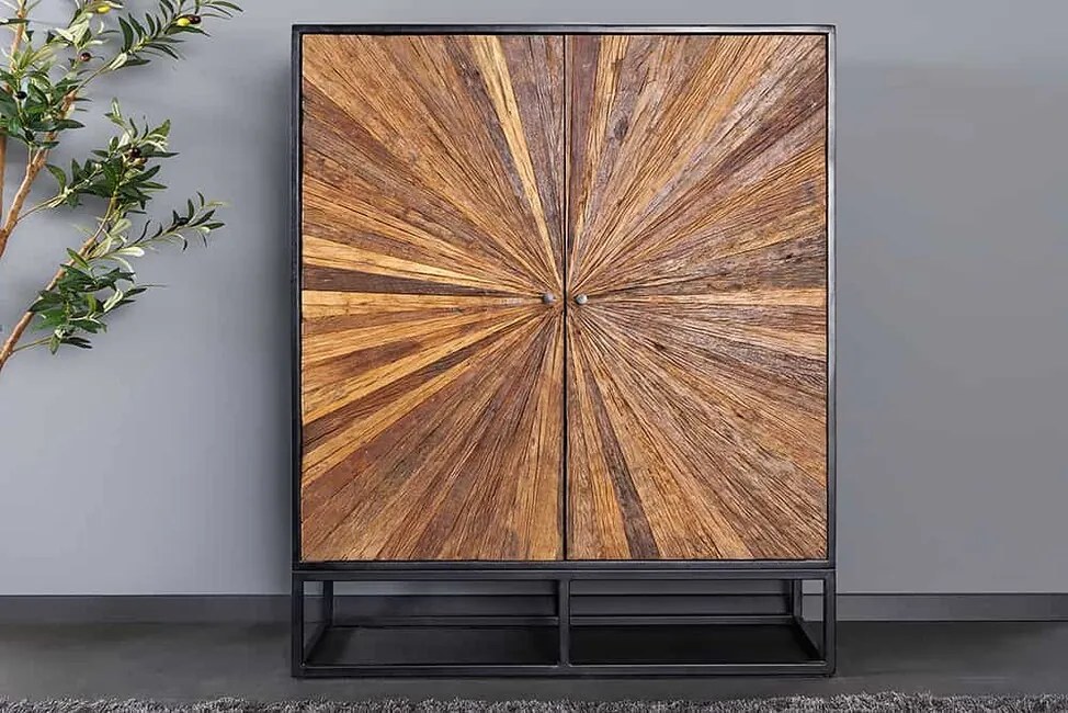 Luxusní vysoká skříňka z masivu Manala Mango Teak 100cm