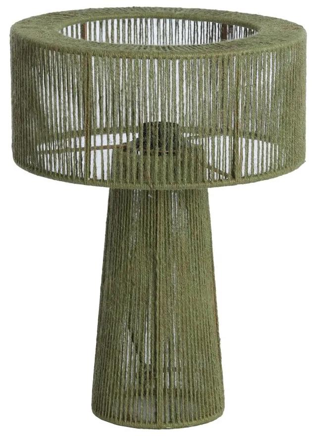 Zelená stolní lampa se stínidlem z juty (výška 40 cm) Selva – Light &amp; Living