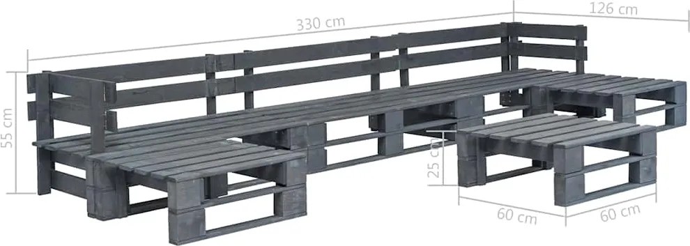 6dílná zahradní sedací souprava z palet dřevo šedá 276320