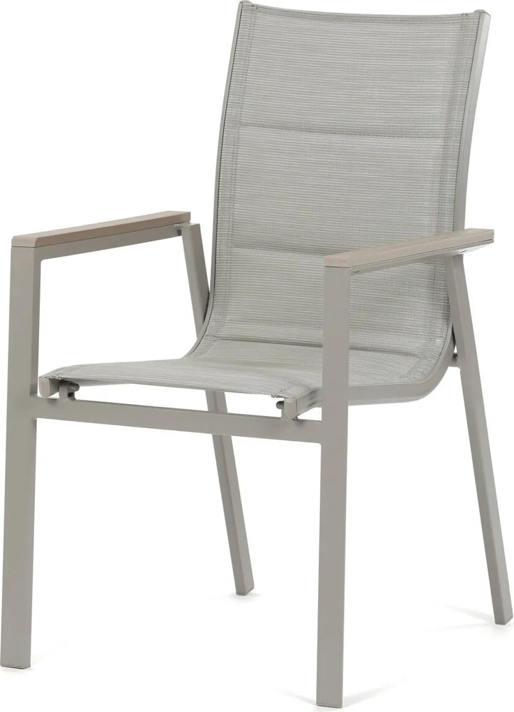 Zahradní židle FIORETTA - béžový textil, béžový hliník, dub