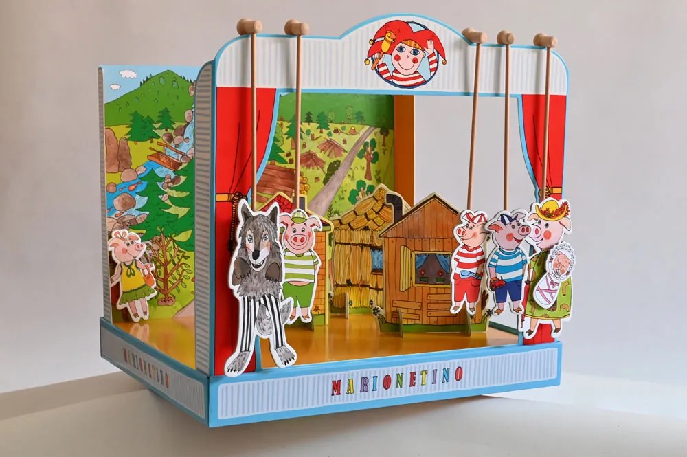 MARIONETINO – Loutkové divadlo se zvířátky: prasátka a kůzlátka (15 loutek)